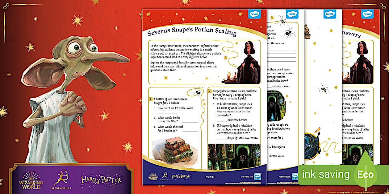 FREE! - 👉 Harry Potter - Snape Potions - Ratio and Proportion - Maths