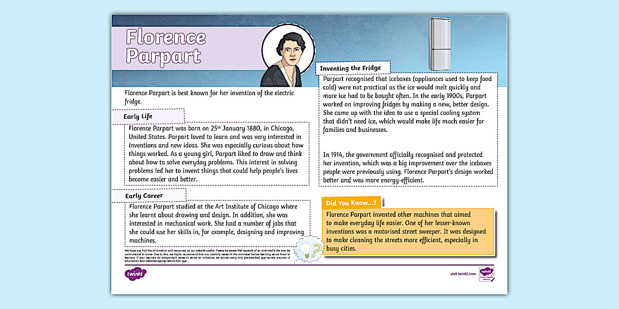 Florence Parpart Fact File (teacher made) - Twinkl