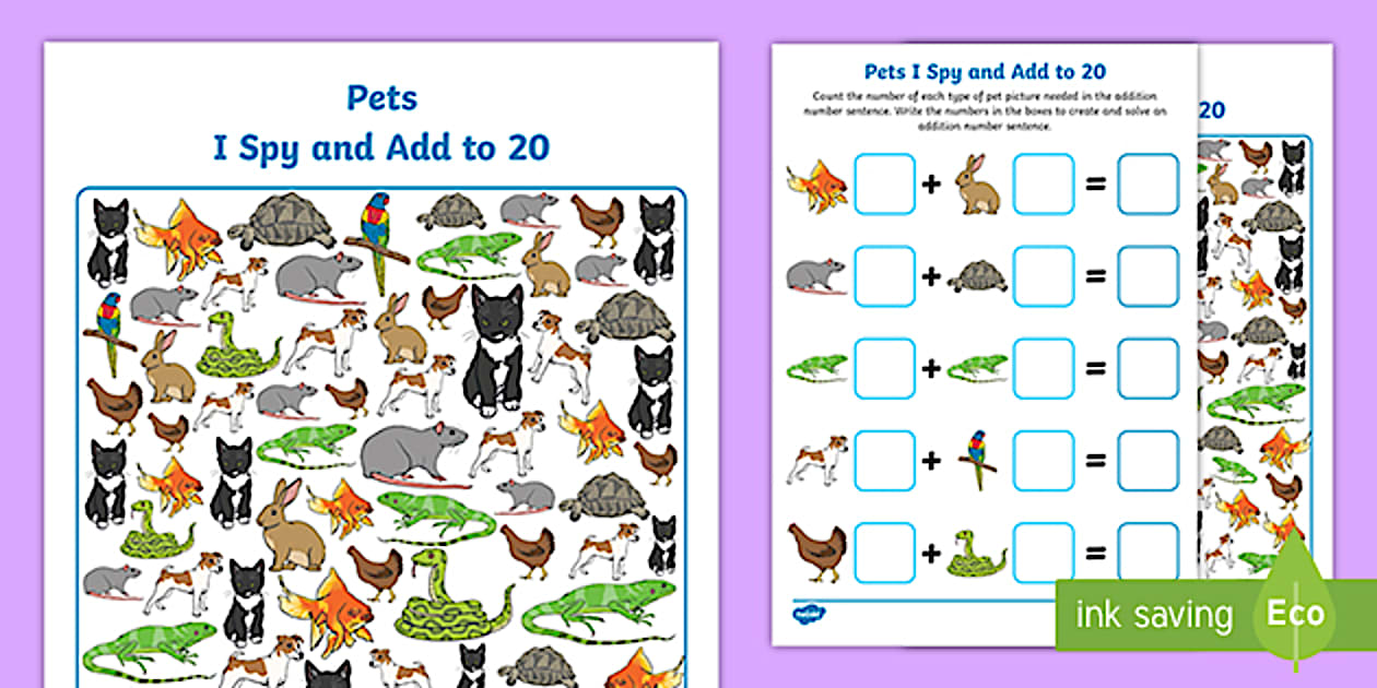 👉 Pets I Spy and Add to 20 (teacher made) - Twinkl