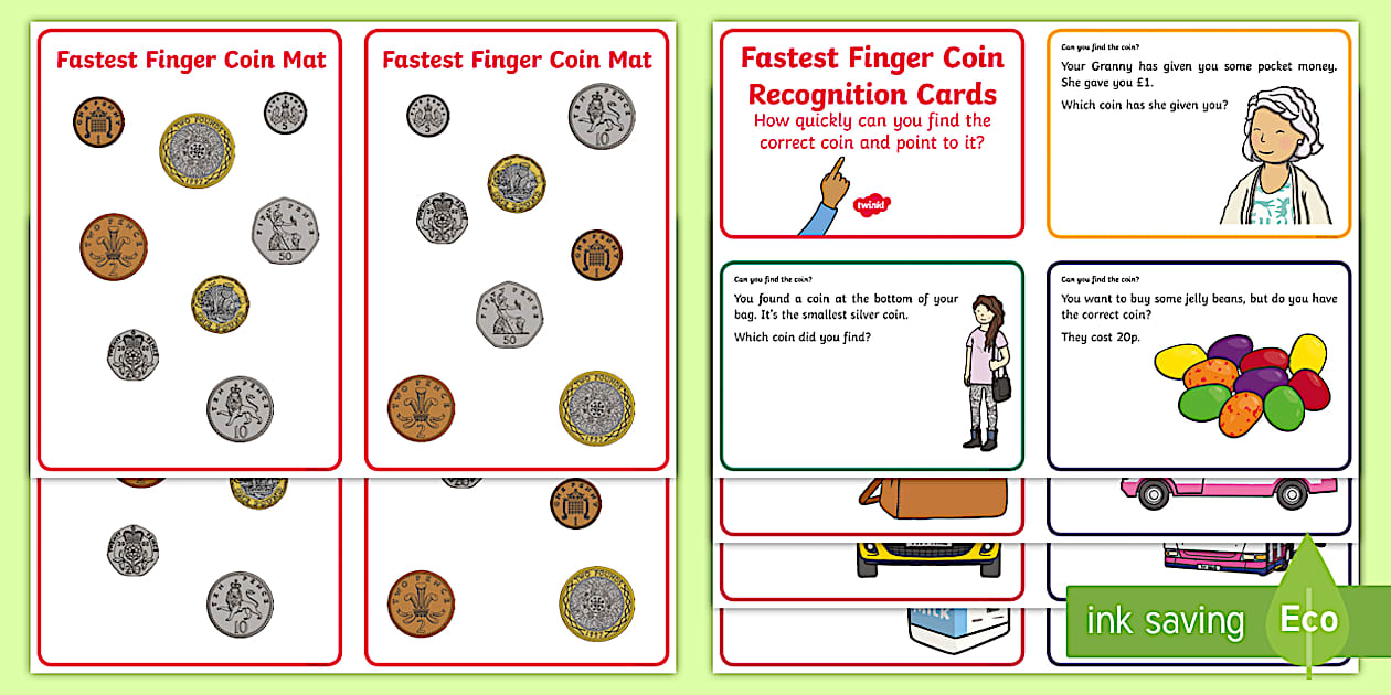 Fastest Finger Coin Recognition Activity (teacher made)