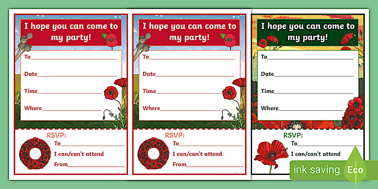 Poppy-Themed Party Invitations | Twinkl | Party Printable