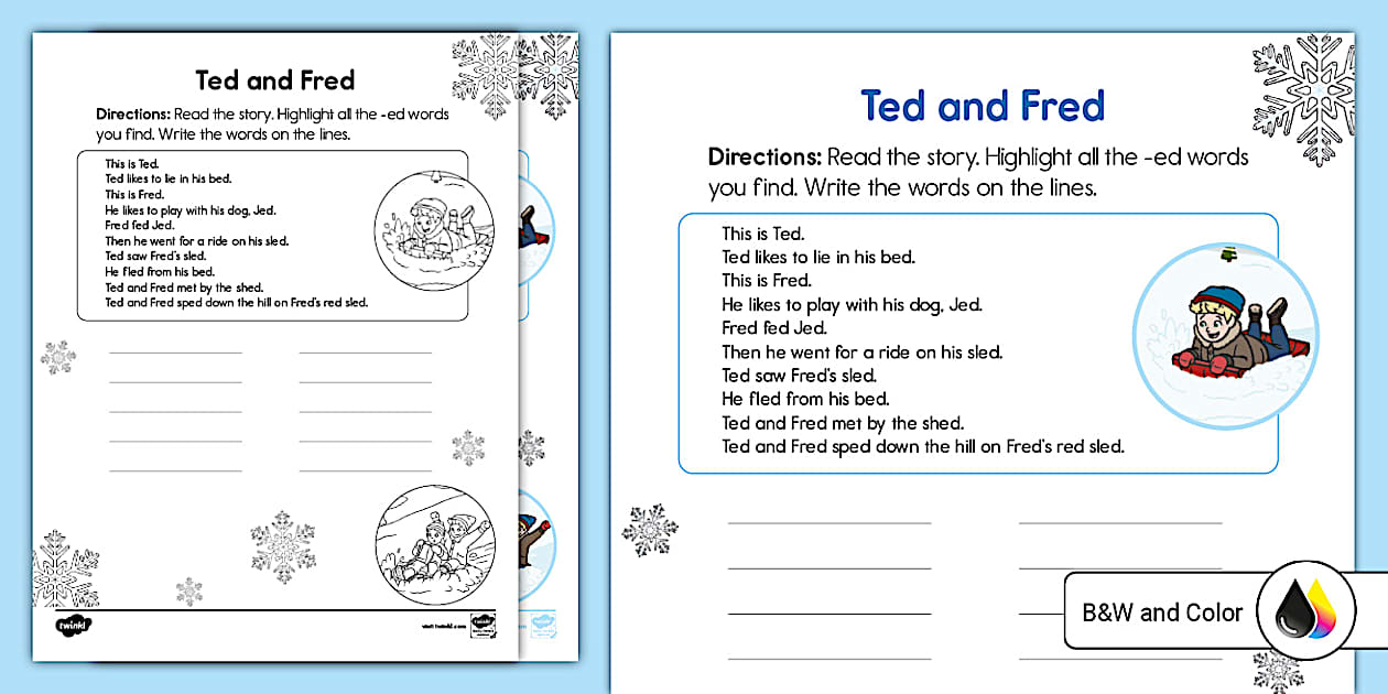 Ted and Fred Read, Highlight, and Write -ed Word Family