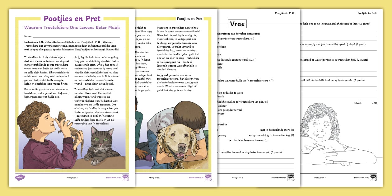 Pootjies en Pret Waarom Troeteldiere Ons Lewens Beter Maak Begripstoets