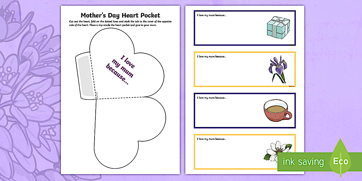 Heart Pocket Activity for Mother's Day (teacher made)