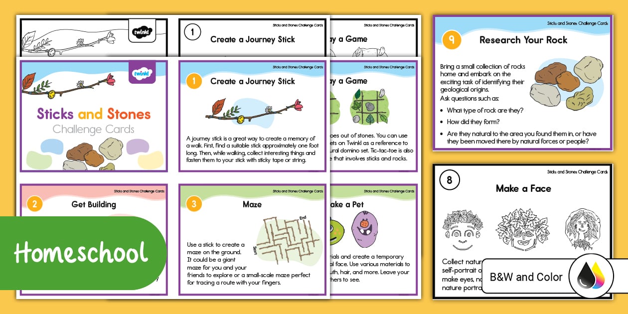 Sticks and Stones Challenge Cards