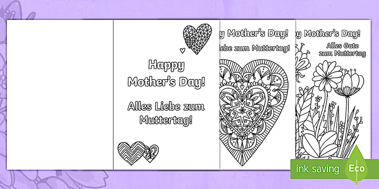 Mother's Day Mindfulness Colouring Cards English/German