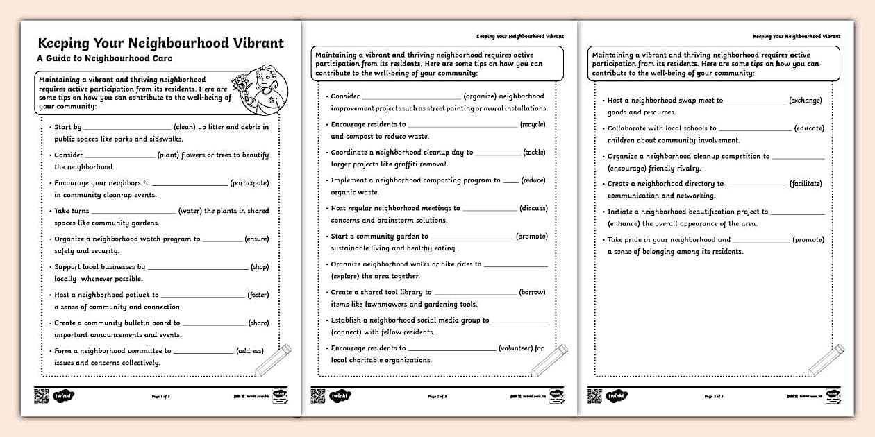 Neighbourhood Care through the Present Tenses