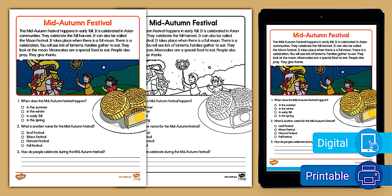 First Grade Mid-Autumn Festival Reading Comprehension