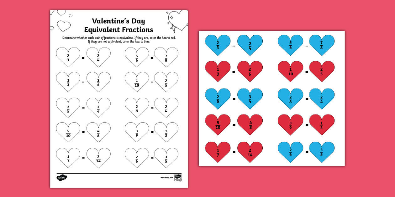 Valentine's Day Equivalent Fractions Activity (teacher made)