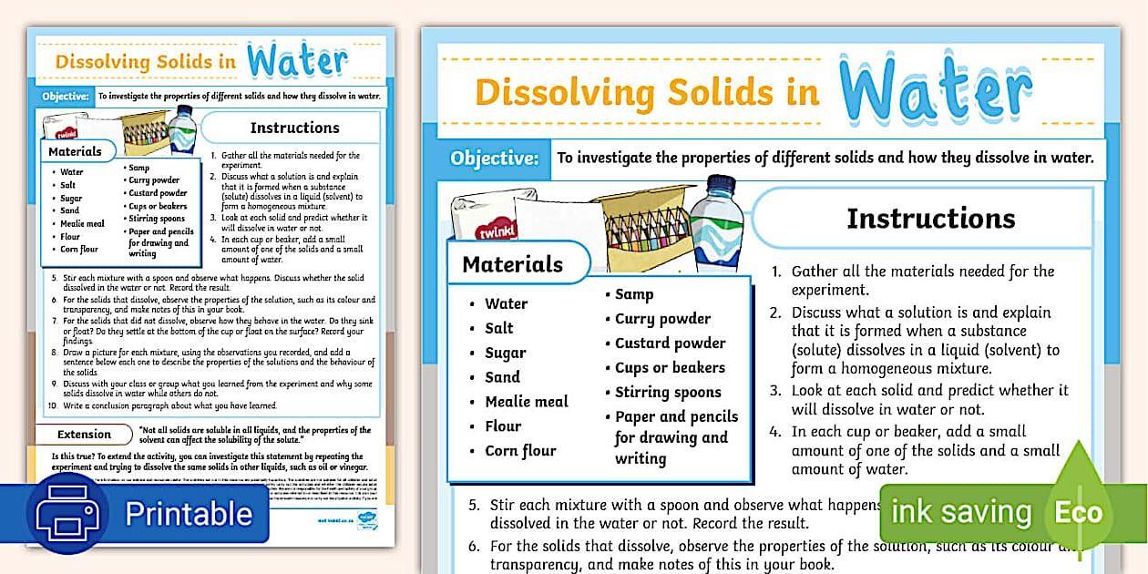 Dissolving Solids in Water (teacher made) - Twinkl