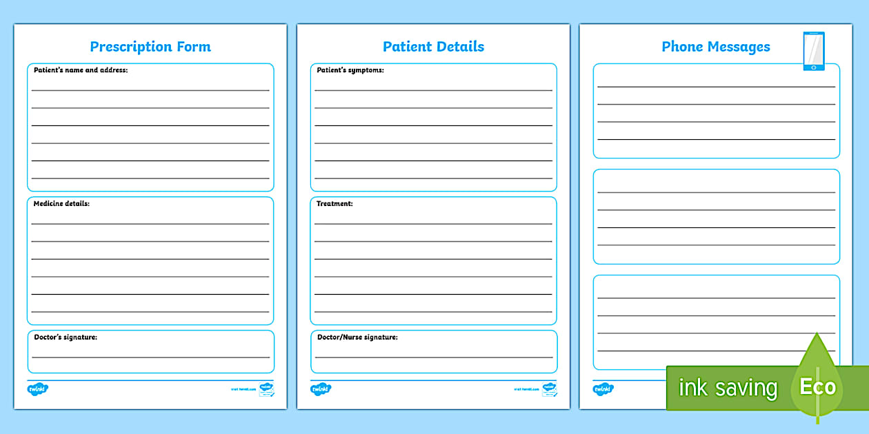 Cursive Hospital Forms (teacher made) - Twinkl