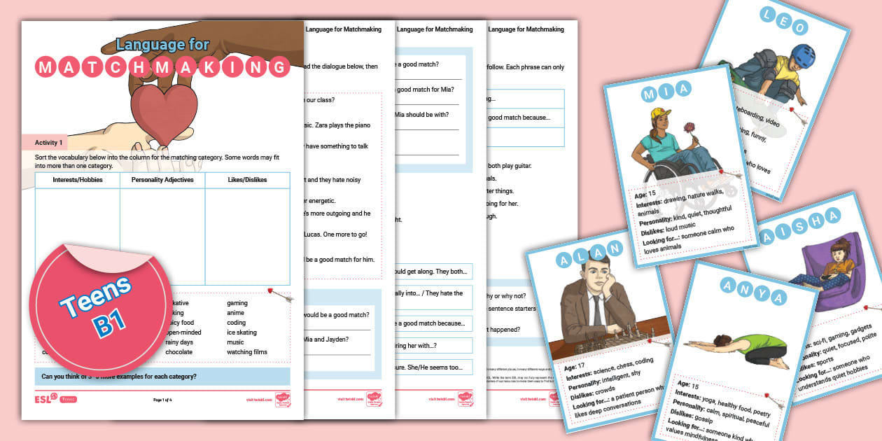 ESL Matchmaker Activity Pack for Teens (teacher made)