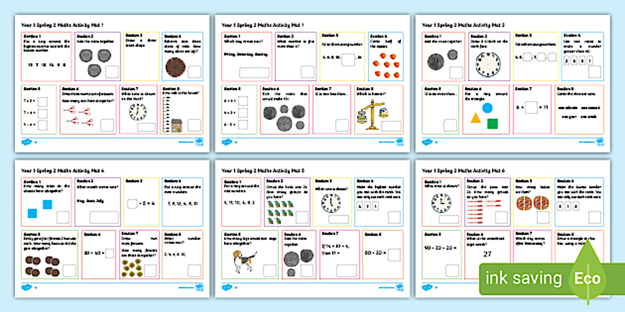 Year 1 Spring 2 Maths Activity Mats (teacher made) - Twinkl