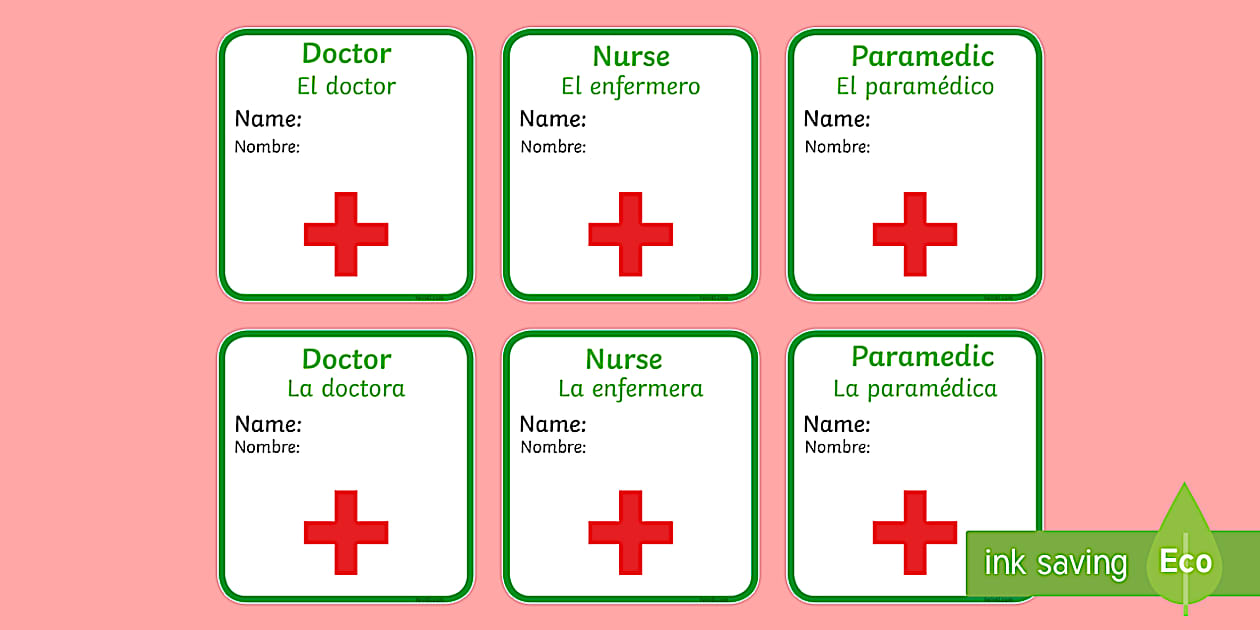 Hospital ID Badges - English / Spanish - Hospital ID Badges