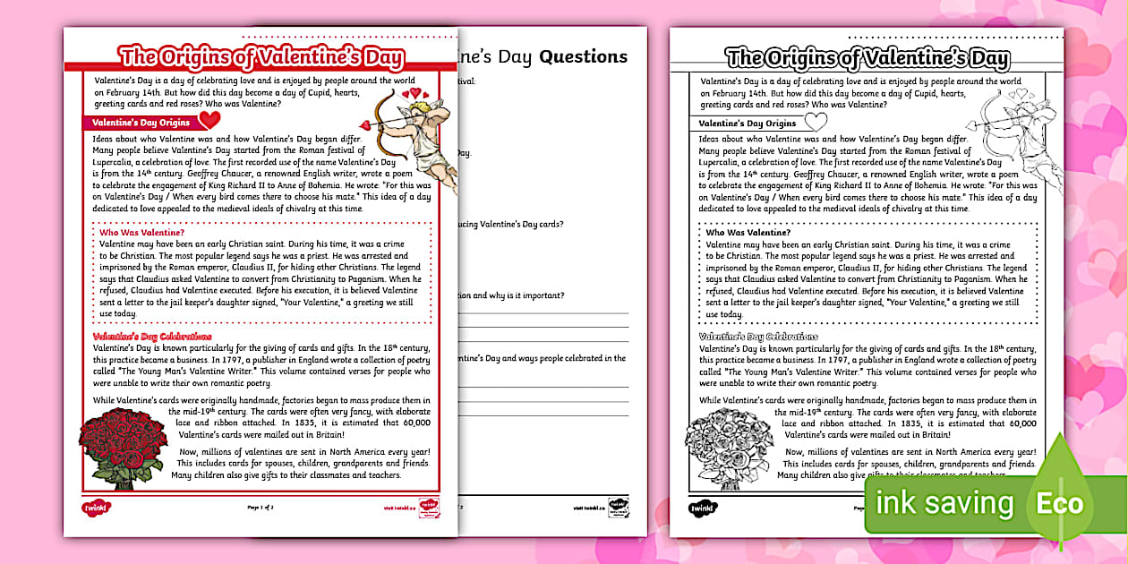 Valentine's Day Reading Comprehension - Literacy Activity