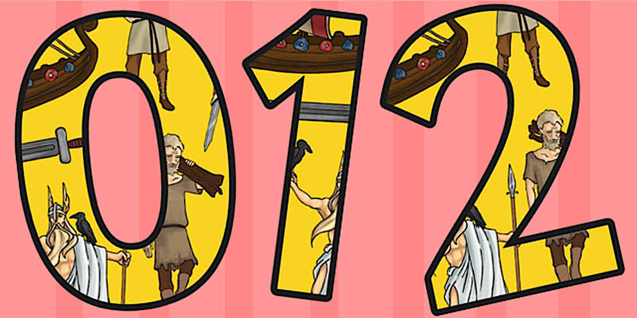 Viking Themed A4 Display Numbers (Hecho por educadores)