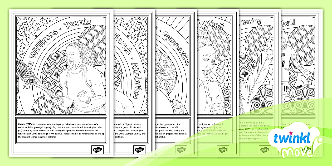 Black History Month 21st Century Sport Stars Colouring Pages