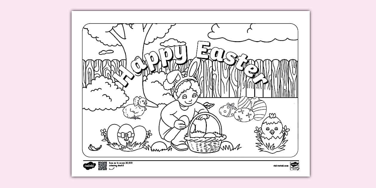 Happy Easter Colouring Page | Colouring Sheets - Twinkl
