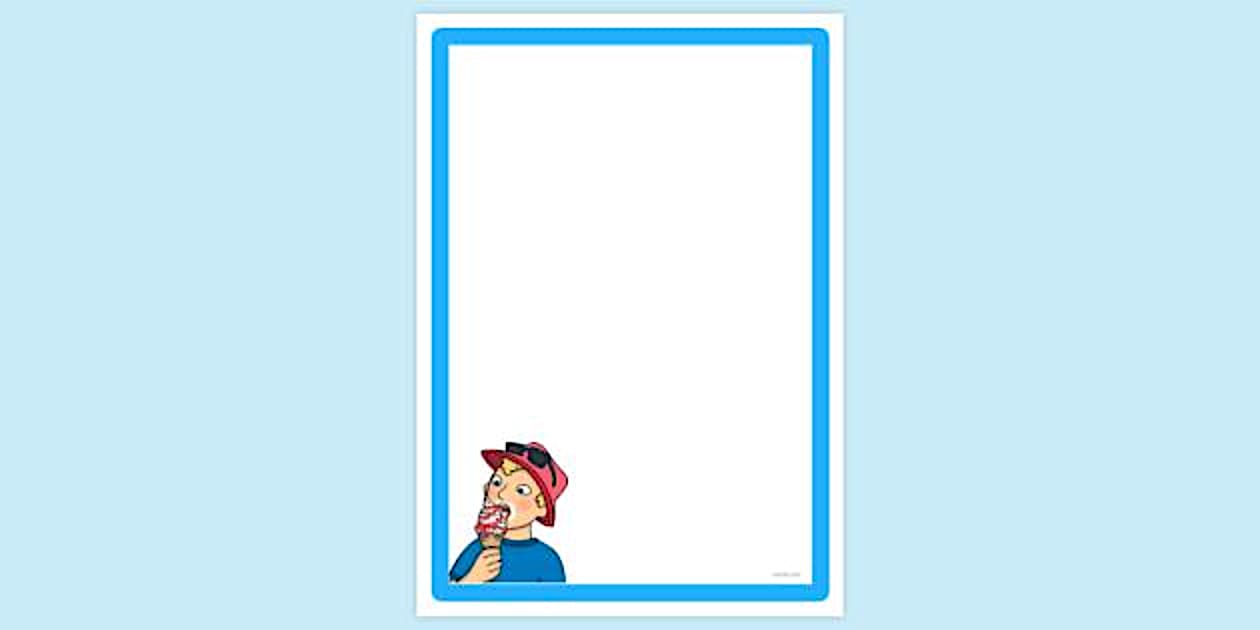 Simple Blank Boy Eating Ice Cream Page Border | Twinkl