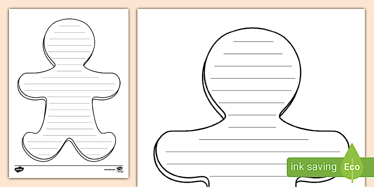 Gingerbread Man Writing Template (teacher made) - Twinkl
