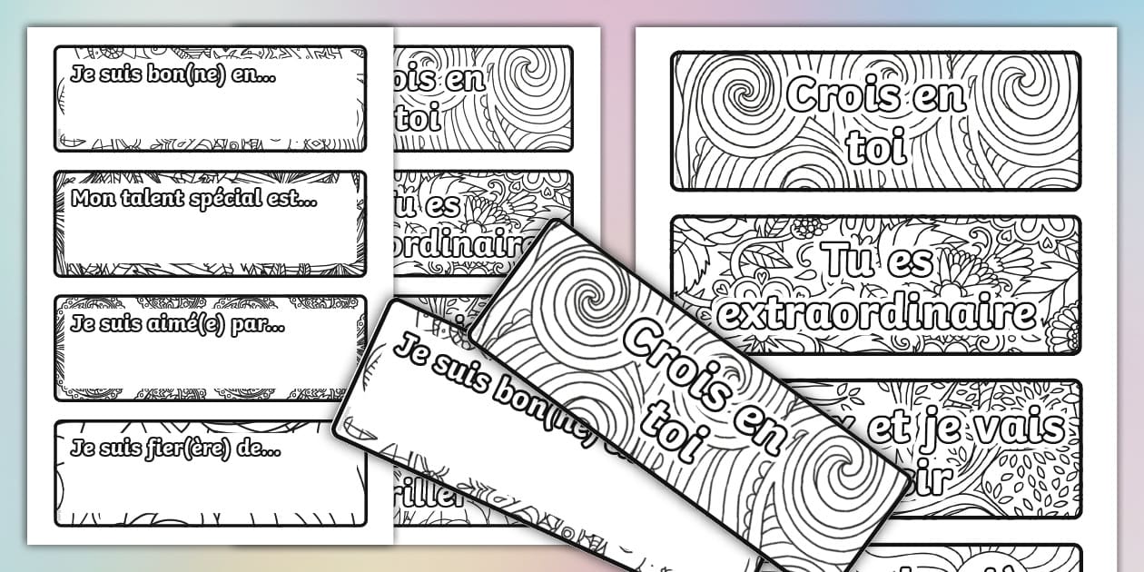 Marque-pages à Colorier : Boost de Confiance
