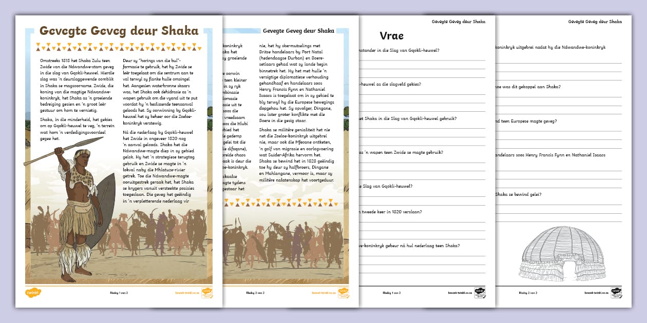 Leesbegrip - Shaka se Gevegte (teacher made) - Twinkl