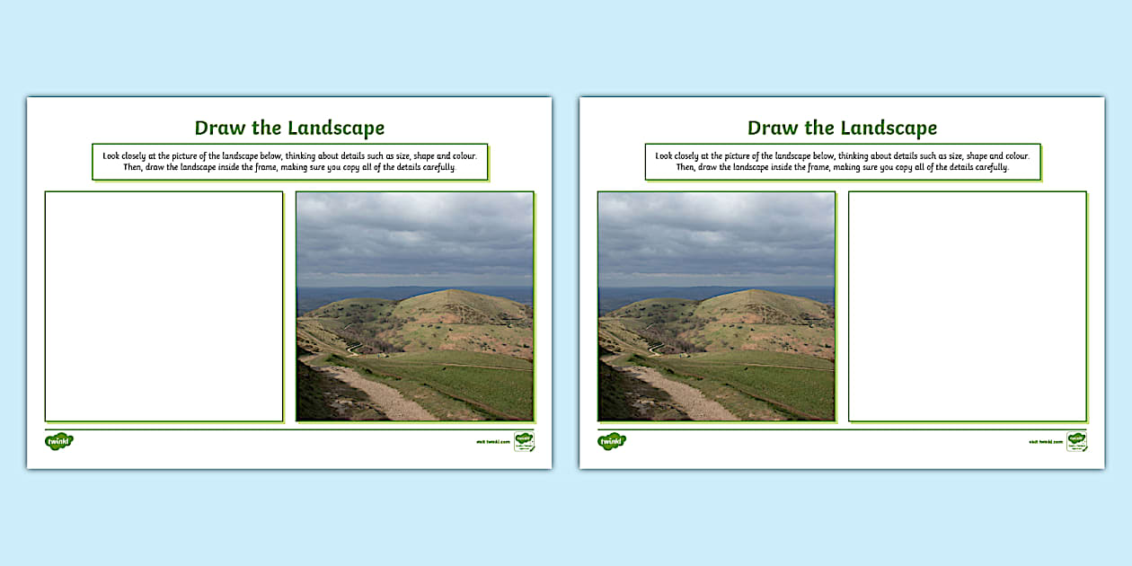 Draw the Landscape Worksheet (teacher made) - Twinkl