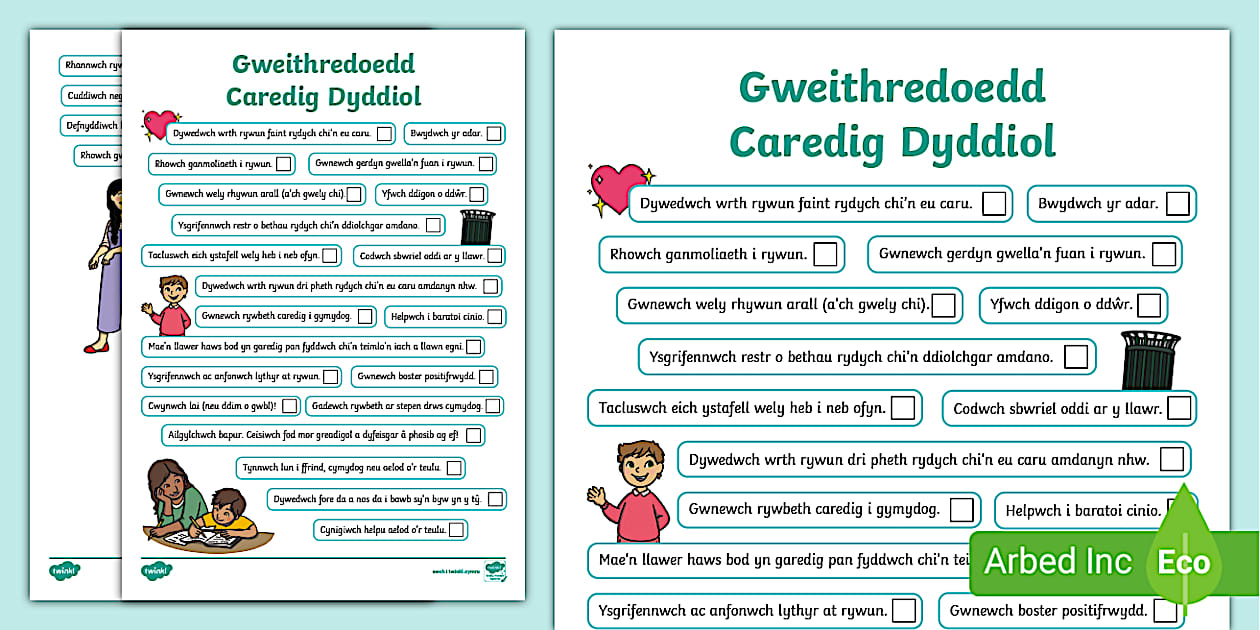 Gweithredoedd Caredig Dyddiol (teacher made) - Twinkl
