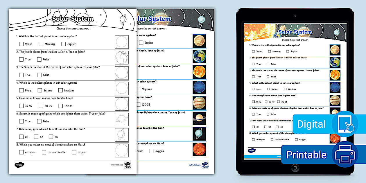 Sixth Grade Solar System Quiz (teacher made) - Twinkl
