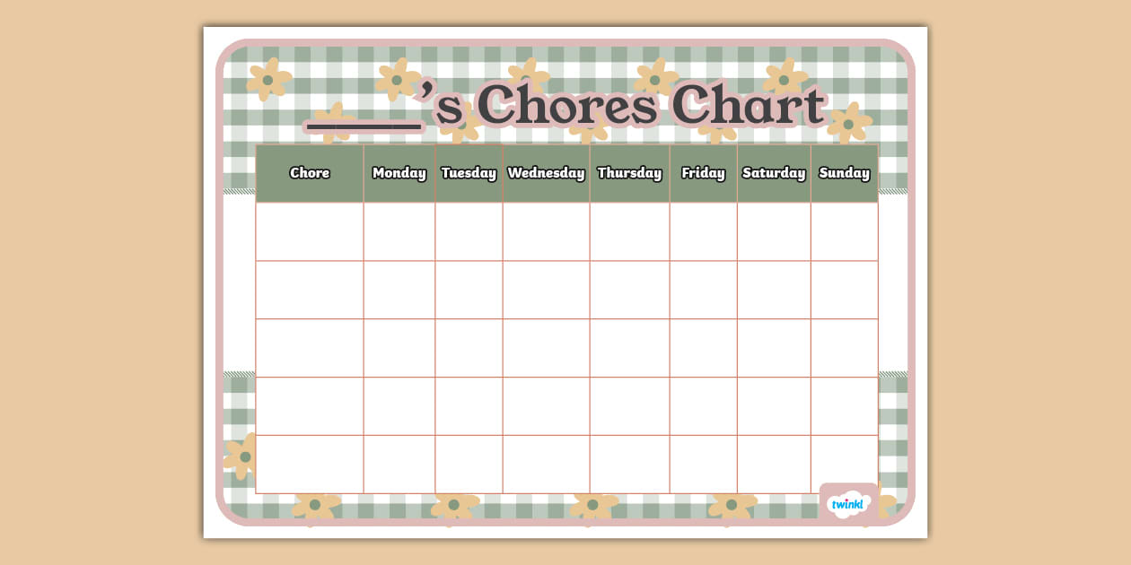 Checkered Charm Themed Chores Chart (teacher made) - Twinkl
