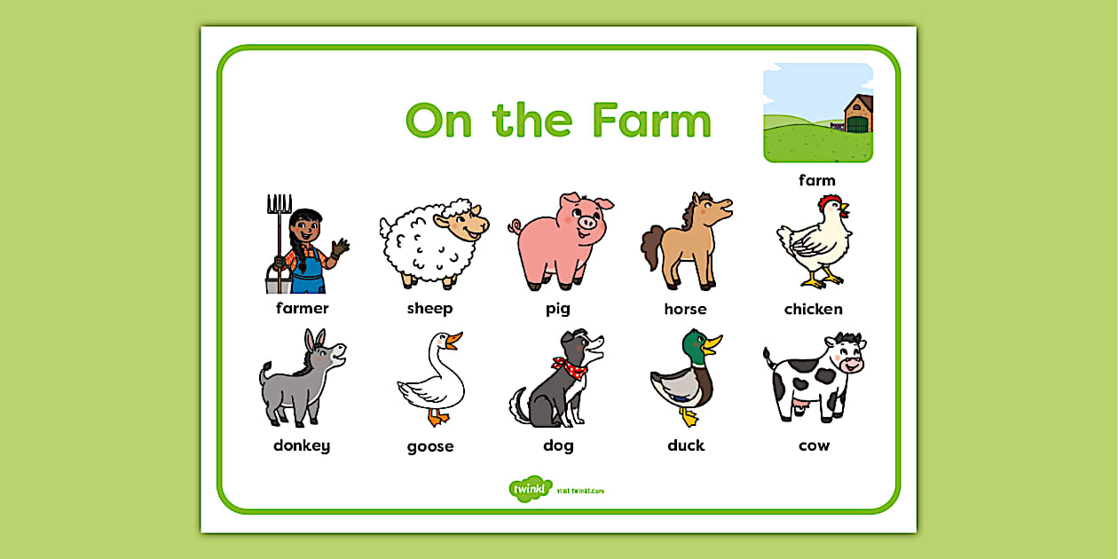 On the Farm Word Mat (teacher made) - Twinkl