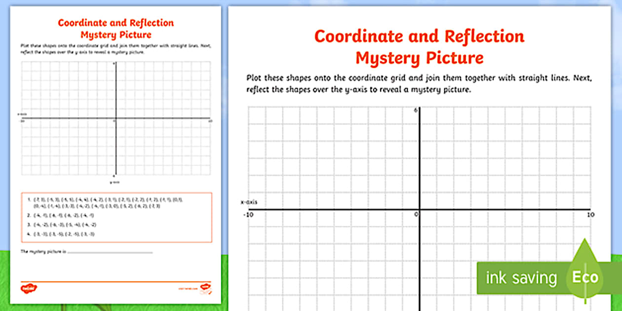 Summer Coordinate and Reflection Mystery Picture Worksheet