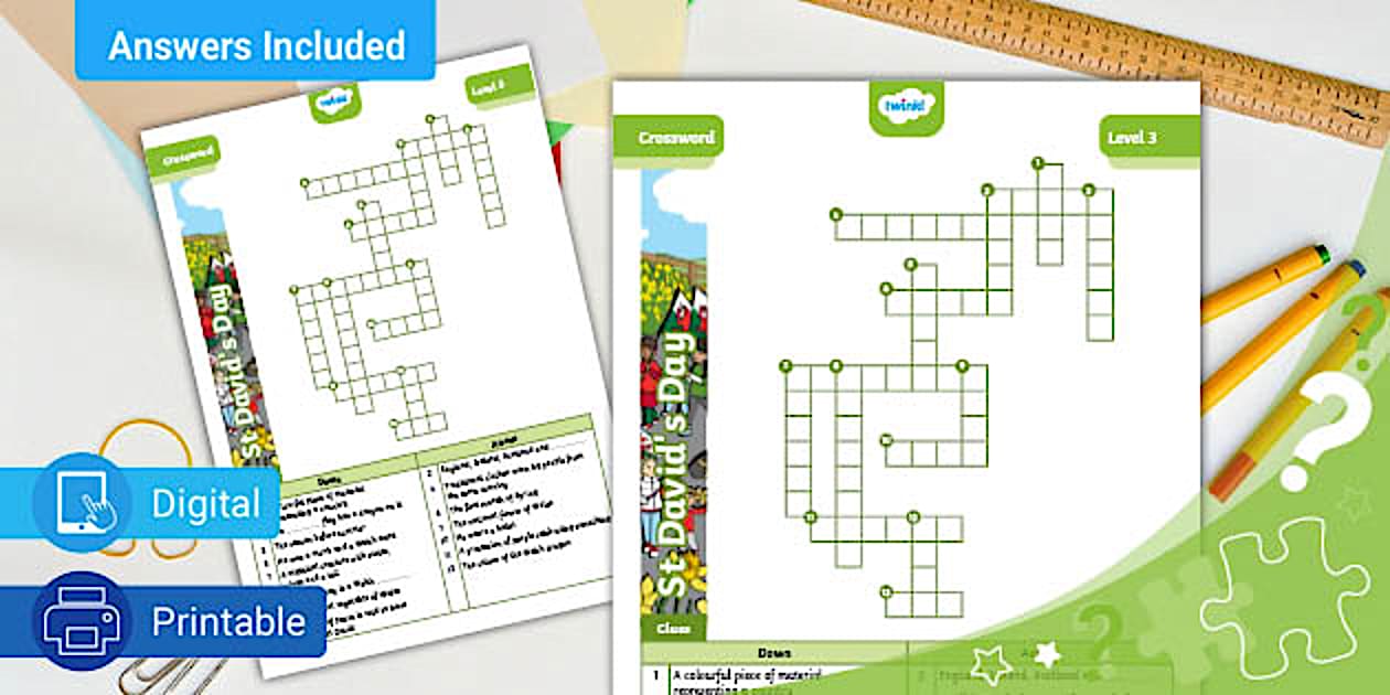 St David's Day Crossword Puzzle - L1 - Twinkl Puzzled - Kids