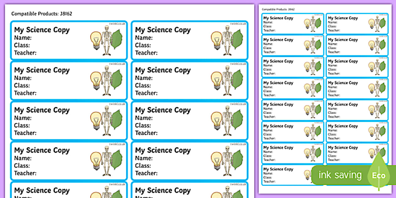 Pupil Science Copybook Labels-Irish (Teacher-Made) - Twinkl