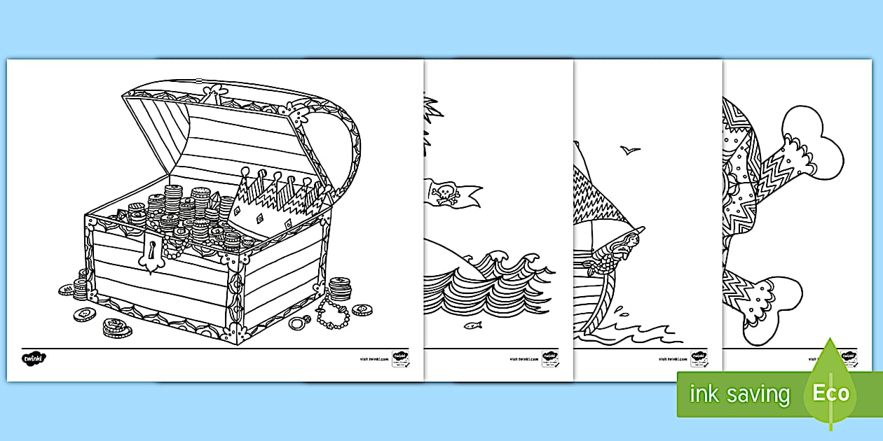 Pirates Mindfulness Coloring Sheets