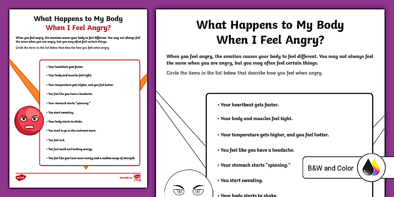 What Happens to My Body When I Feel Angry? for 3rd-5th Grade