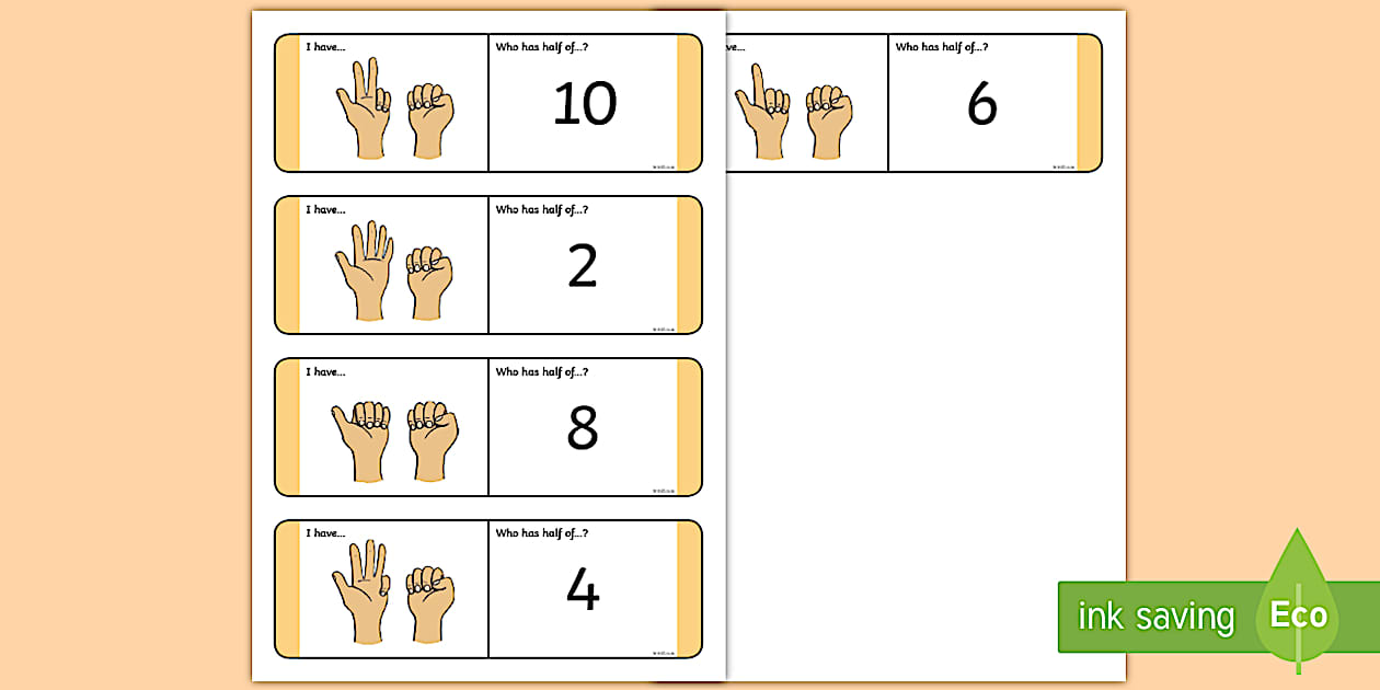 Finger Counting Halves to 10 Loop Cards - Twinkl