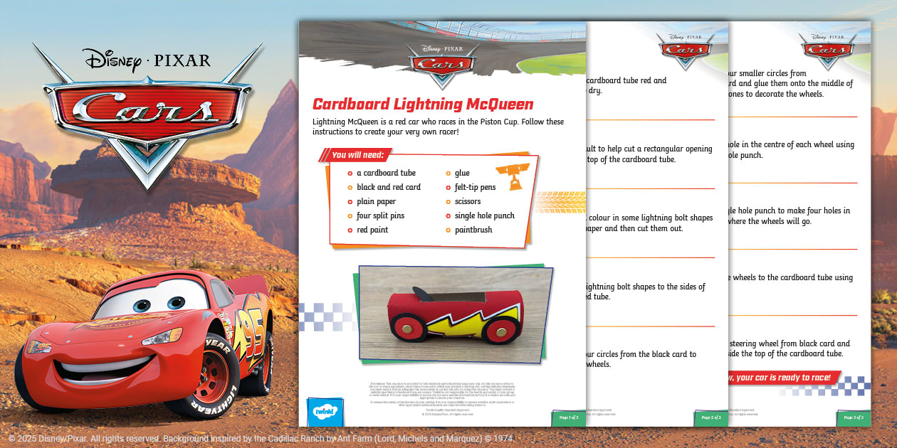 Lightning McQueen Craft | Disney’s Cars | Twinkl Activities
