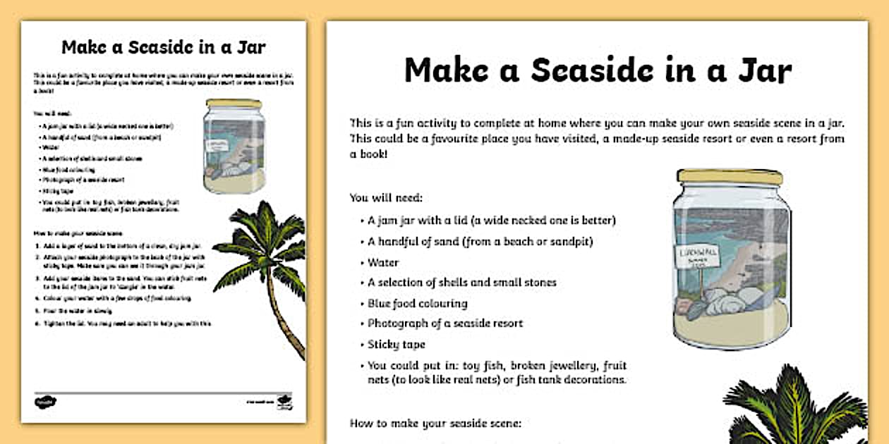 Make a Seaside in a Jar Worksheet | Beach | KS1 - Twinkl