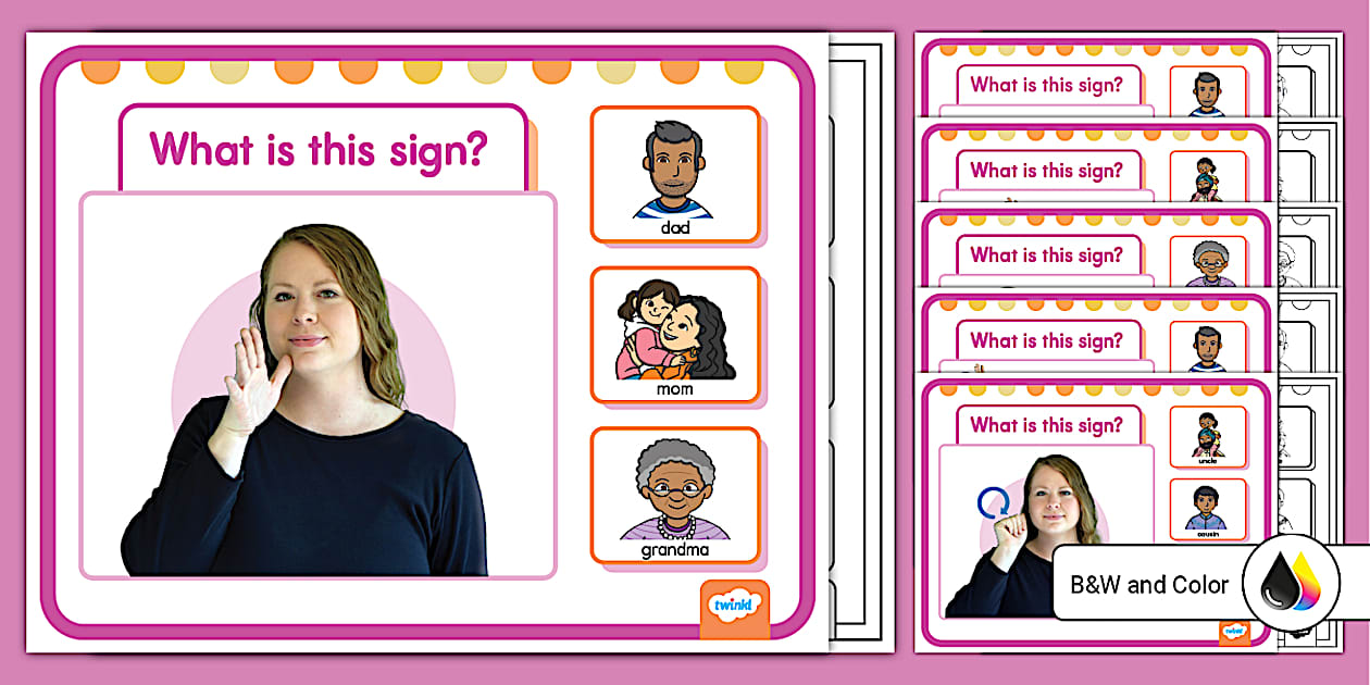 Printable ASL Family Signs Worksheet for Kids | Twinkl USA