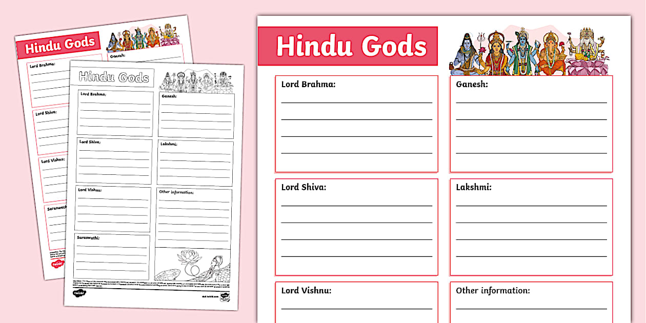 Hindu Gods Fact File Template (teacher made) - Twinkl