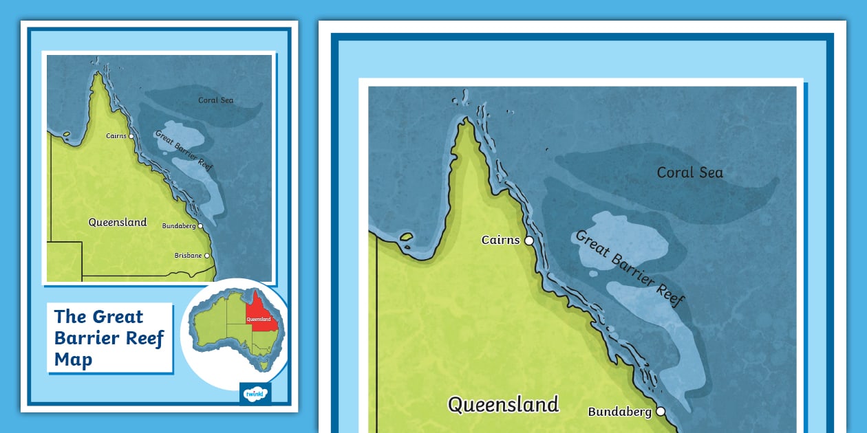 The Great Barrier Reef Map (Teacher-Made) - Twinkl