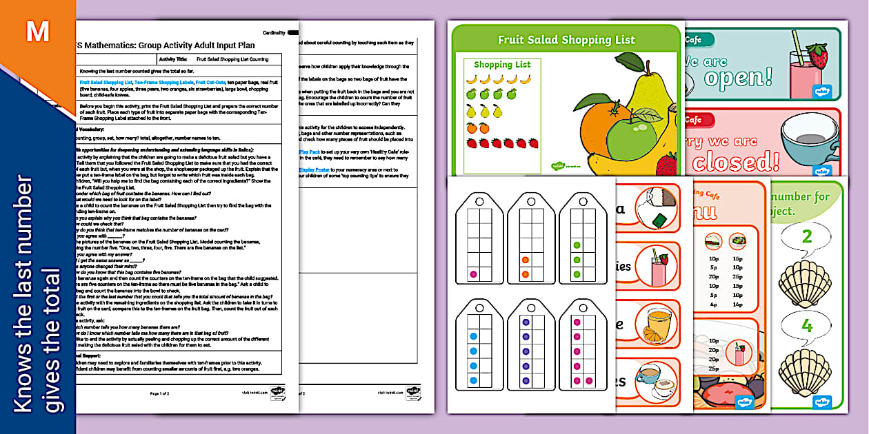 EYFS Maths: Fruit Salad Shopping List Counting Plan - Twinkl