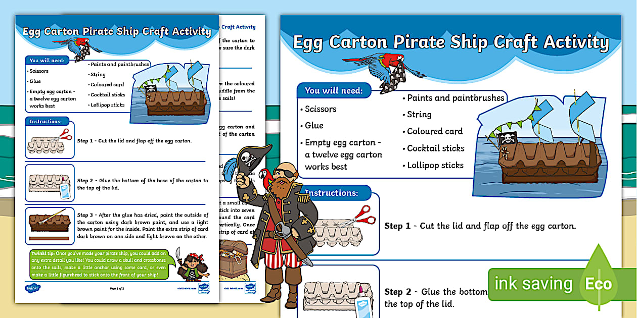 Egg Carton Pirate Ship Craft Activity Talk Like a Pirate Day