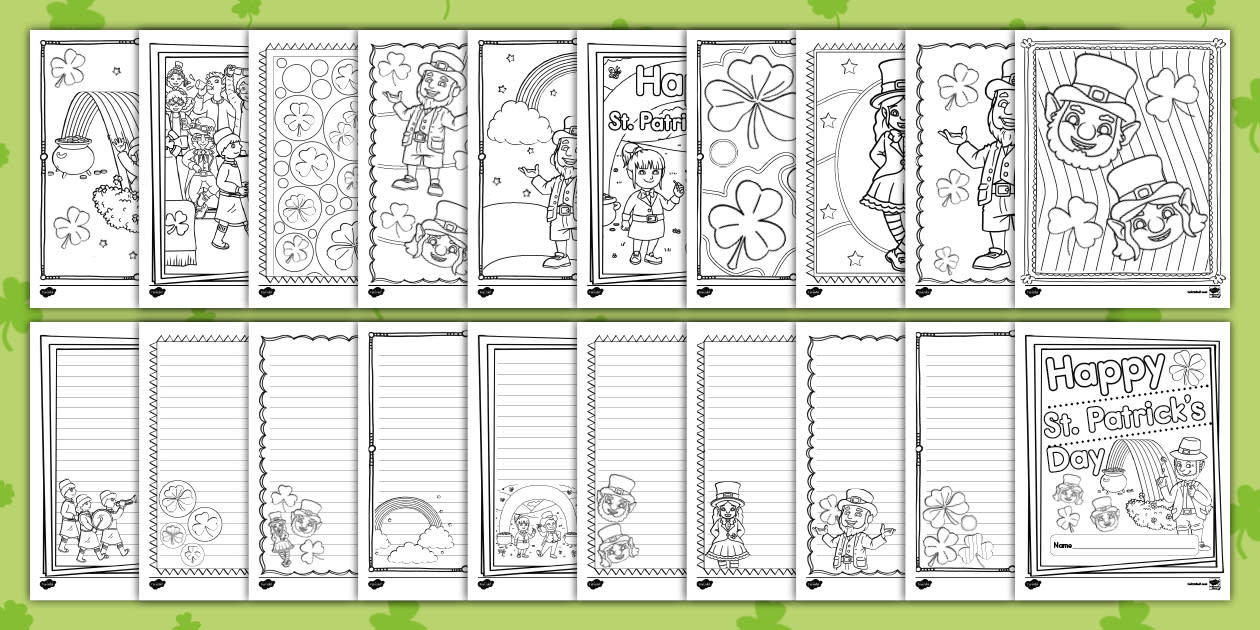 St. Patrick's Day Coloring Pages and Journal Writing Pages