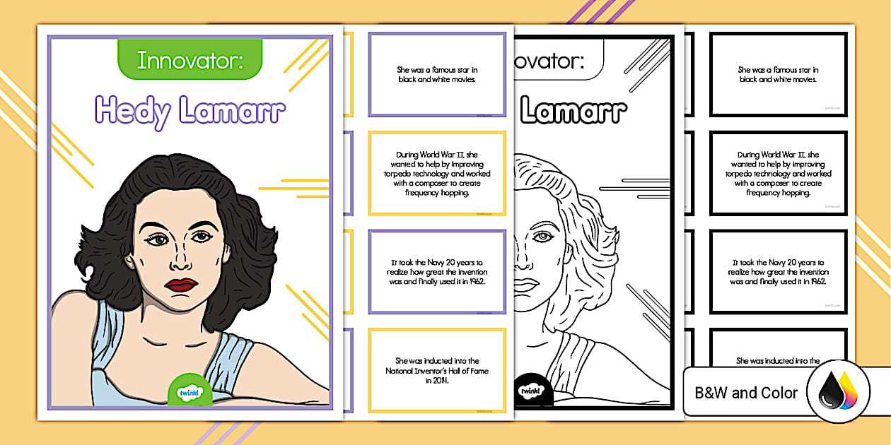 Innovative Women Fact Cards and Poster: Hedy Lamarr - Twinkl