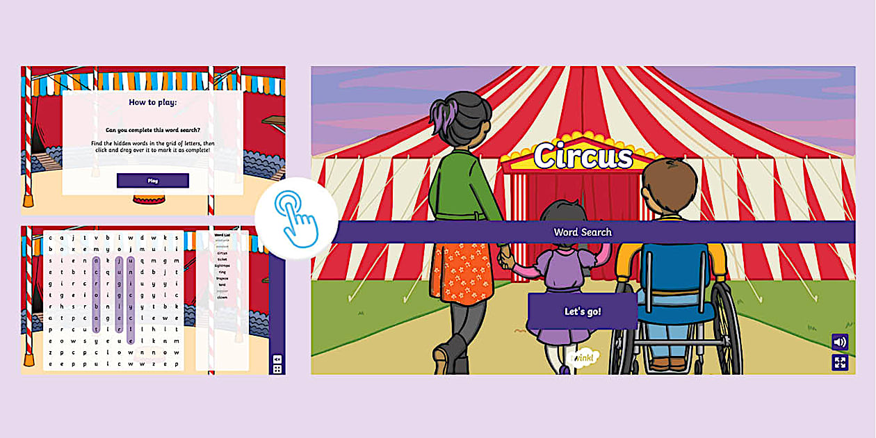 1st-2nd Circus Interactive Wordsearch (Hecho por educadores)