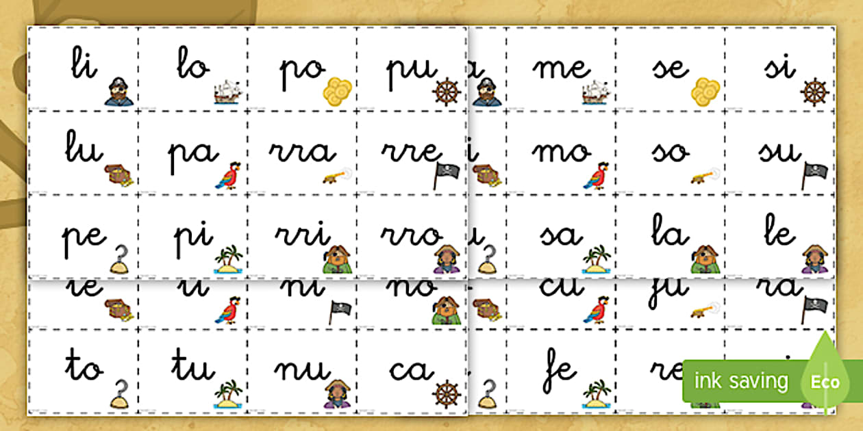 Tarjetas de sílabas: Los piratas (professor feito) - Twinkl