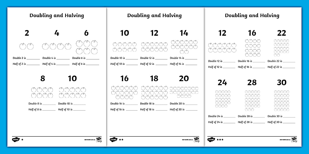 Doubling and Halving Worksheet (teacher made) - Twinkl