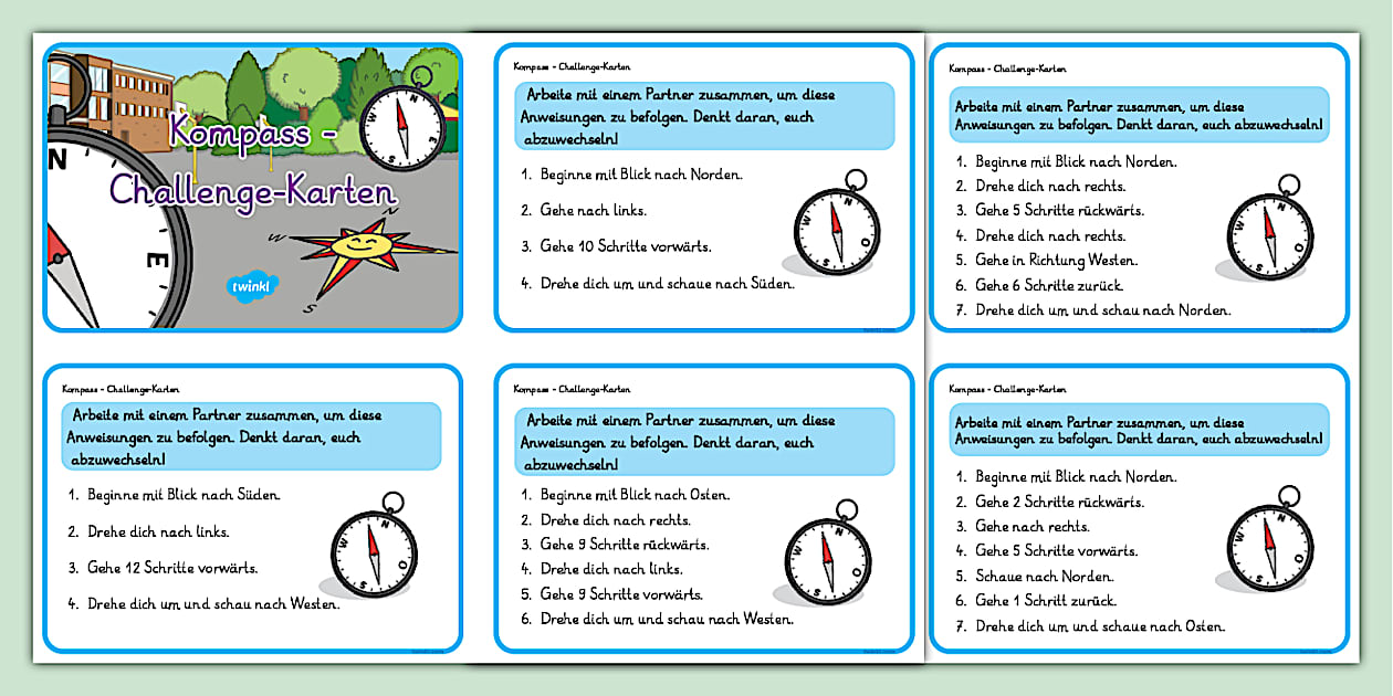 Kompass - Challenge-Karten (Teacher-Made) - Twinkl